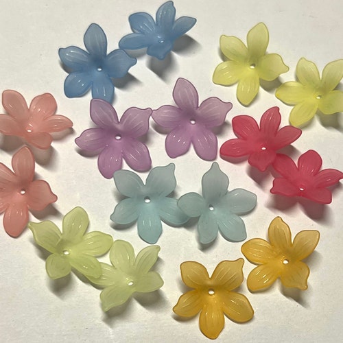 22 Pcs Mixed Color Lucite Flower33 Mm Frosted Stylecolorful - Etsy