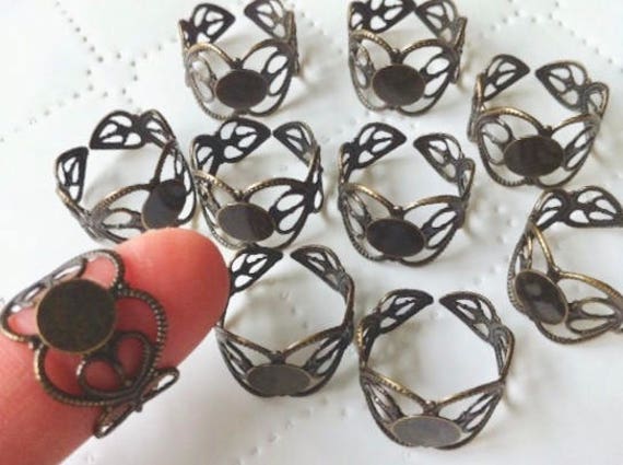 Ship from USA... 10 pcs Adjustable Ring blanktray 8 mm 17 | Etsy