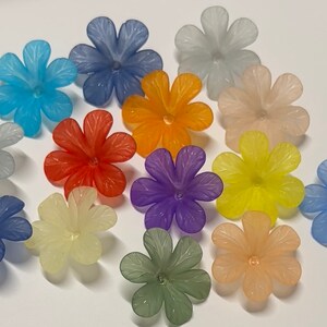 30 Pcs Mixed Color Lucite Flower,transparent Flower,frosted,colorful ...