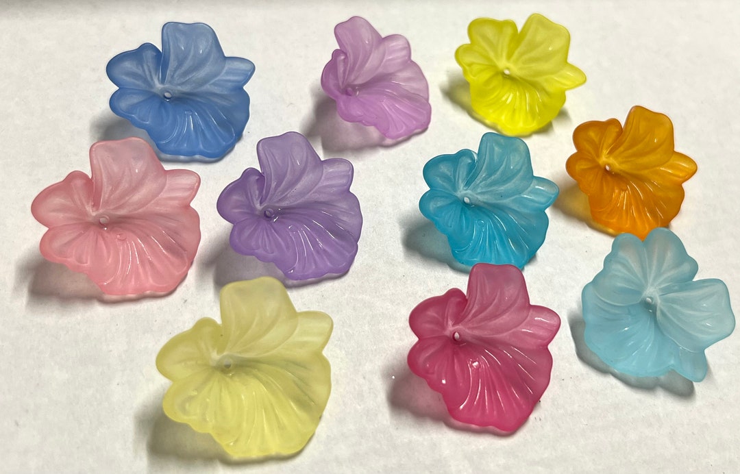 22 Pcs Mixed Color Lucite Flower,33 Mm Frosted Style,colorful Lucite ...