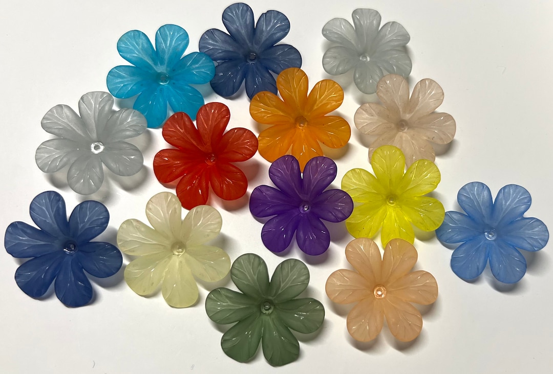 30 Pcs Mixed Color Lucite Flower,transparent Flower,frosted,colorful ...