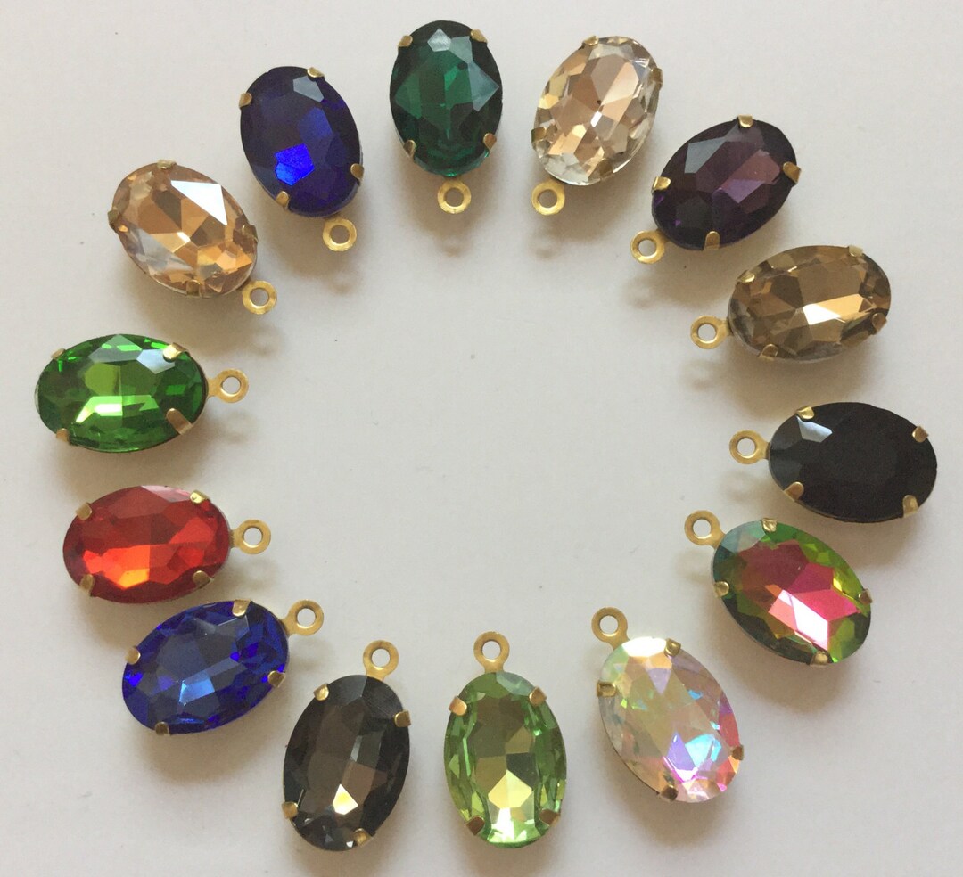 10 Pcs Mixed Faced Oval Rhinestone,antique Bronze Claw Setting,one Loop ...