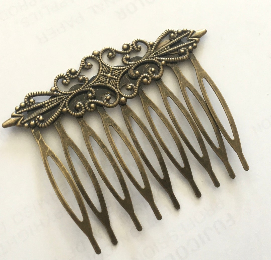 2 Pcs Antique Bronze Hair Combs,brass Hair Comb,iron Hair Comb,wedding ...