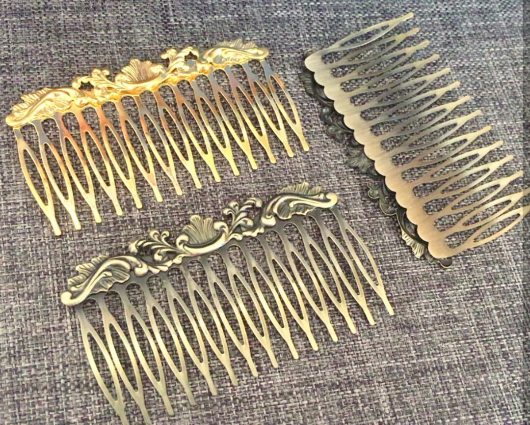 2 Pcs Mixed Hair Combs.antique Bronze and Gold Color Hair Comb,brass ...