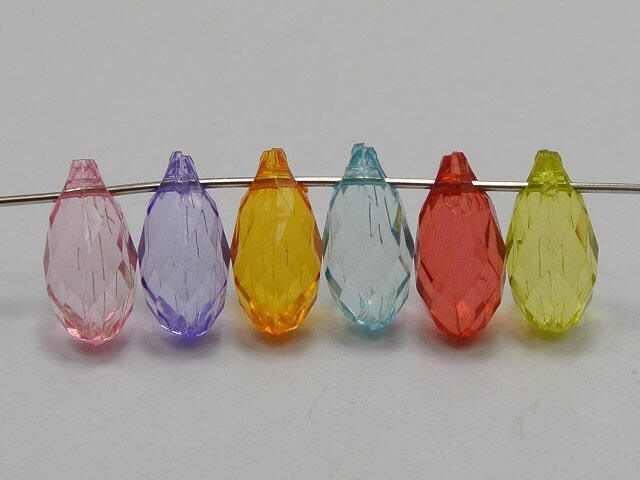 50 Pcs Mixed Tear Drop Crystal Acrylic Bead,faceted,mixed Bead ...
