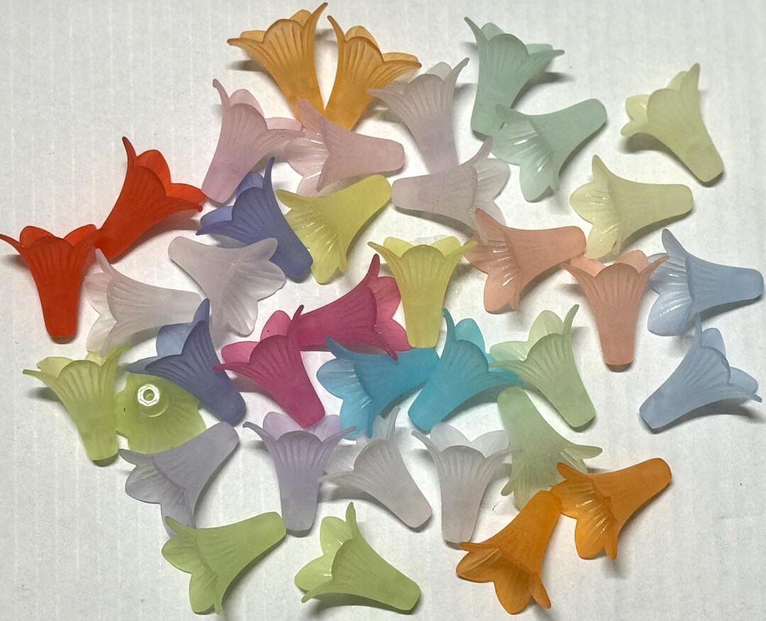 30 Pcs Mixed Color Lucite Flower,trumpet Flower,22 Mm,colorful Lucite ...