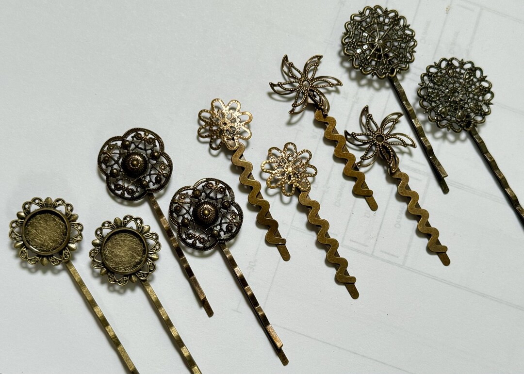 10 Pcs Mixed Antique Bronze Hair Pin, Hair Clip, Antique Bronze Hair ...