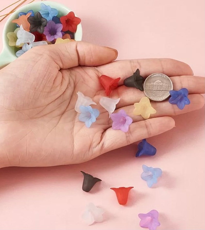 50 Pcs Mixed Color Lucite Flower, 18 Mm Wide X 12 Mm Long,lucite Flower ...