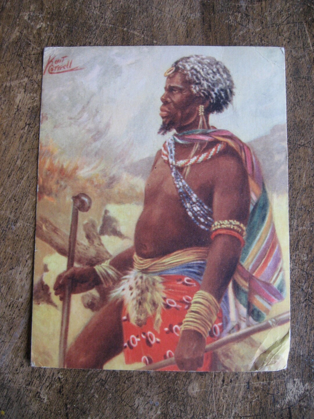 Vintage Postcard of a Kent Cottrell Painting of an African Native, Two ...