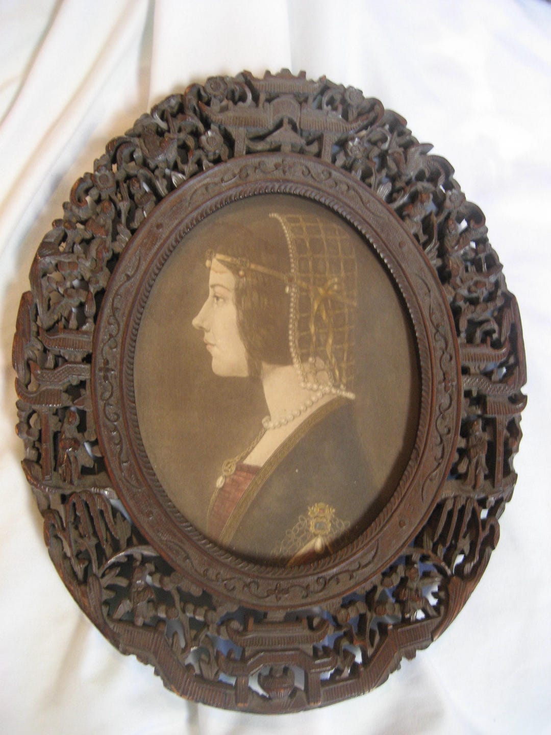 Carved Asian Wood Frame, Vintage Chinese Oval Frame, 10 3/8 Tall - Etsy