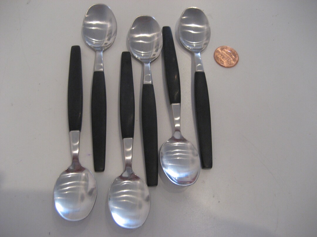 Vintage Set of 6 Stainless Spoons, Made in Sweden MCM, With Melamine ...
