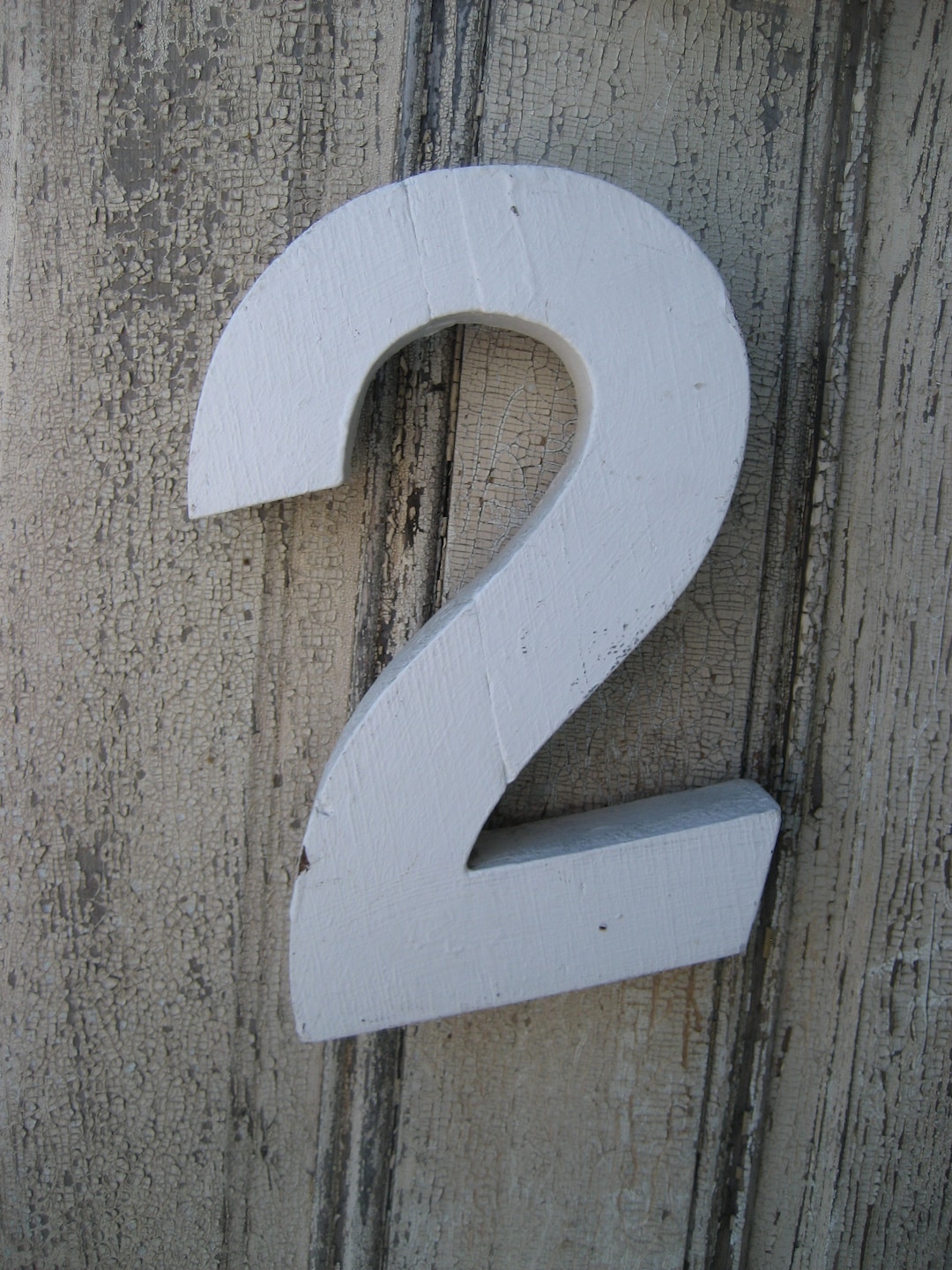 Chippy Large White Painted Wood Number 2, Vintage Sign or Fence Number ...