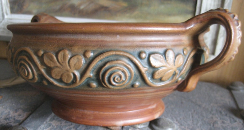 Weller Bowl Two Handle Brown Brushed Glaze Claremont - Etsy