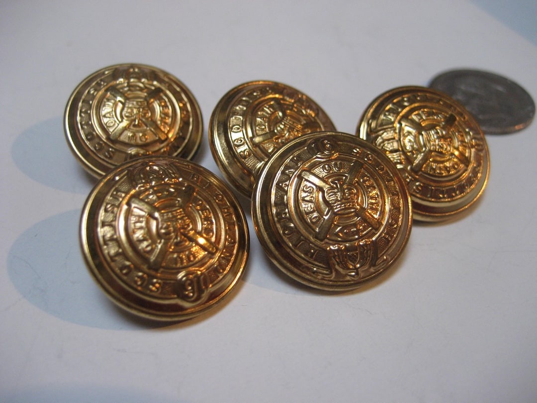 Vintage Scottish Highlands 16th Infantry Metal Buttons, 5 Military ...