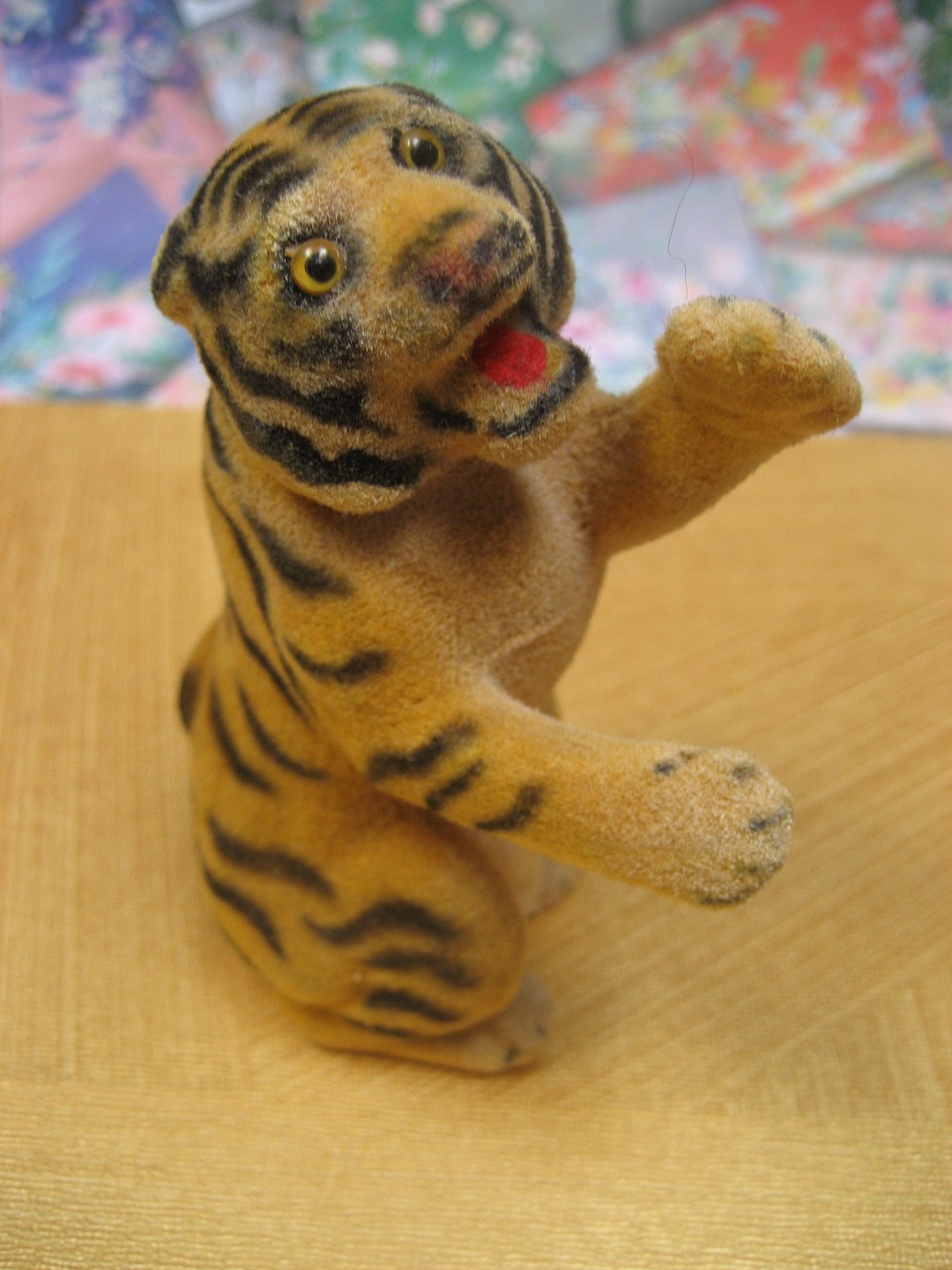 Fuzzy Flocked Rampant Tiger Plastic Vintage Toy Made in Hong - Etsy