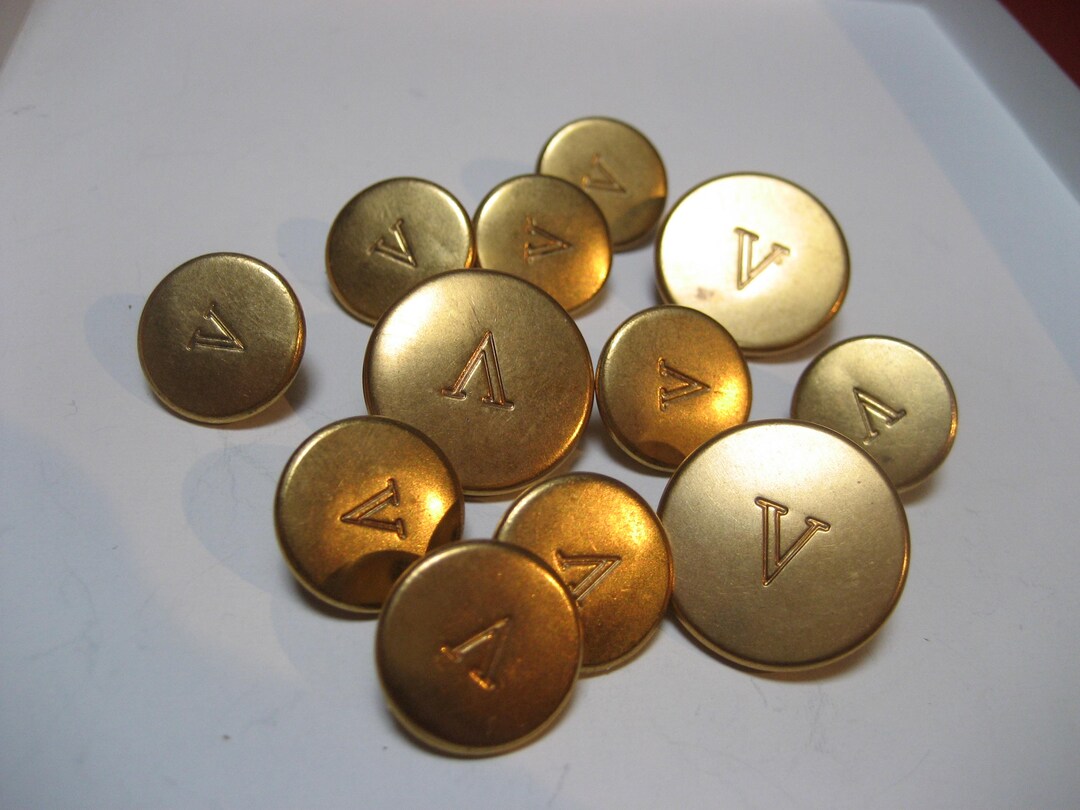 Vintage Valentino Gold Tone Metal Buttons, 12 Blazer or Shirt Buttons ...