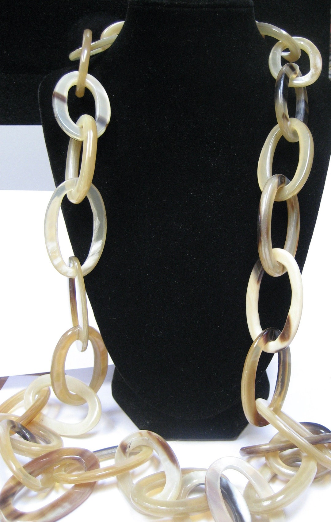 Large Plastic Chain Necklace, Faux Horn Chain, 20 Inch Long Statement ...