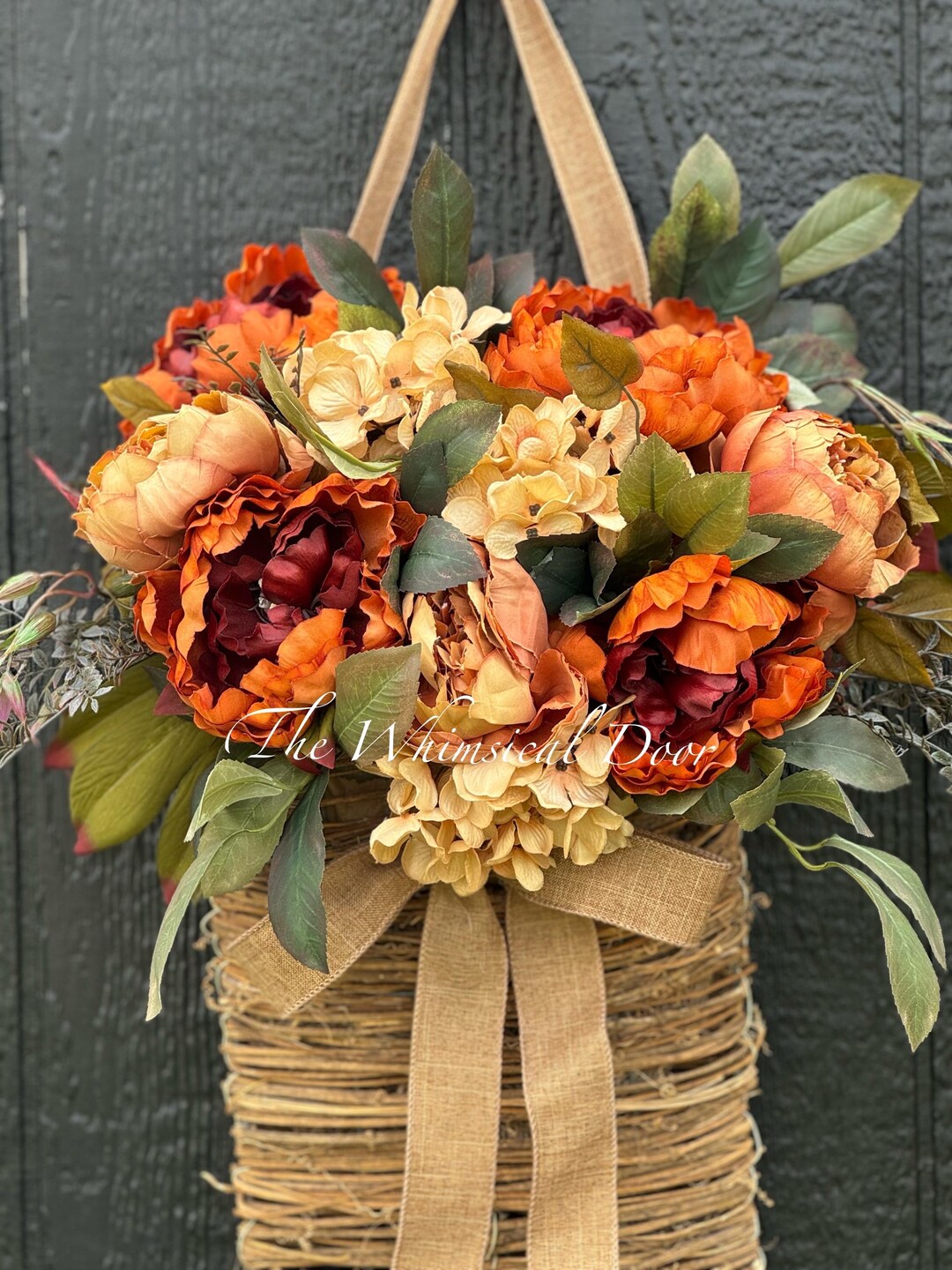 Fall Basket Wreath Fall Peony Basket Fall Wreath Basket - Etsy