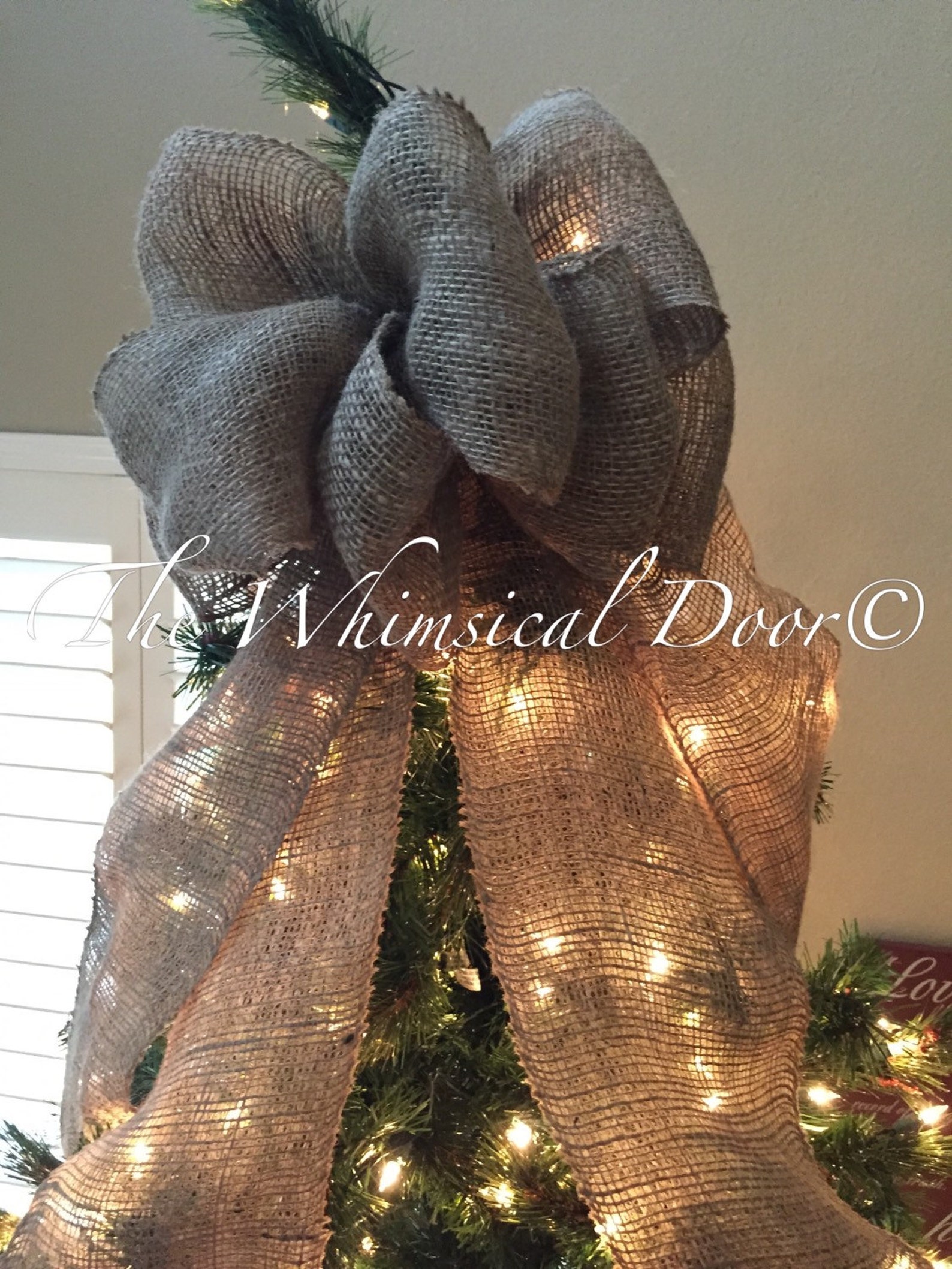 Burlap Tree Bow Tree Topper Bow Farmhouse Tree Bow Farmhouse - Etsy