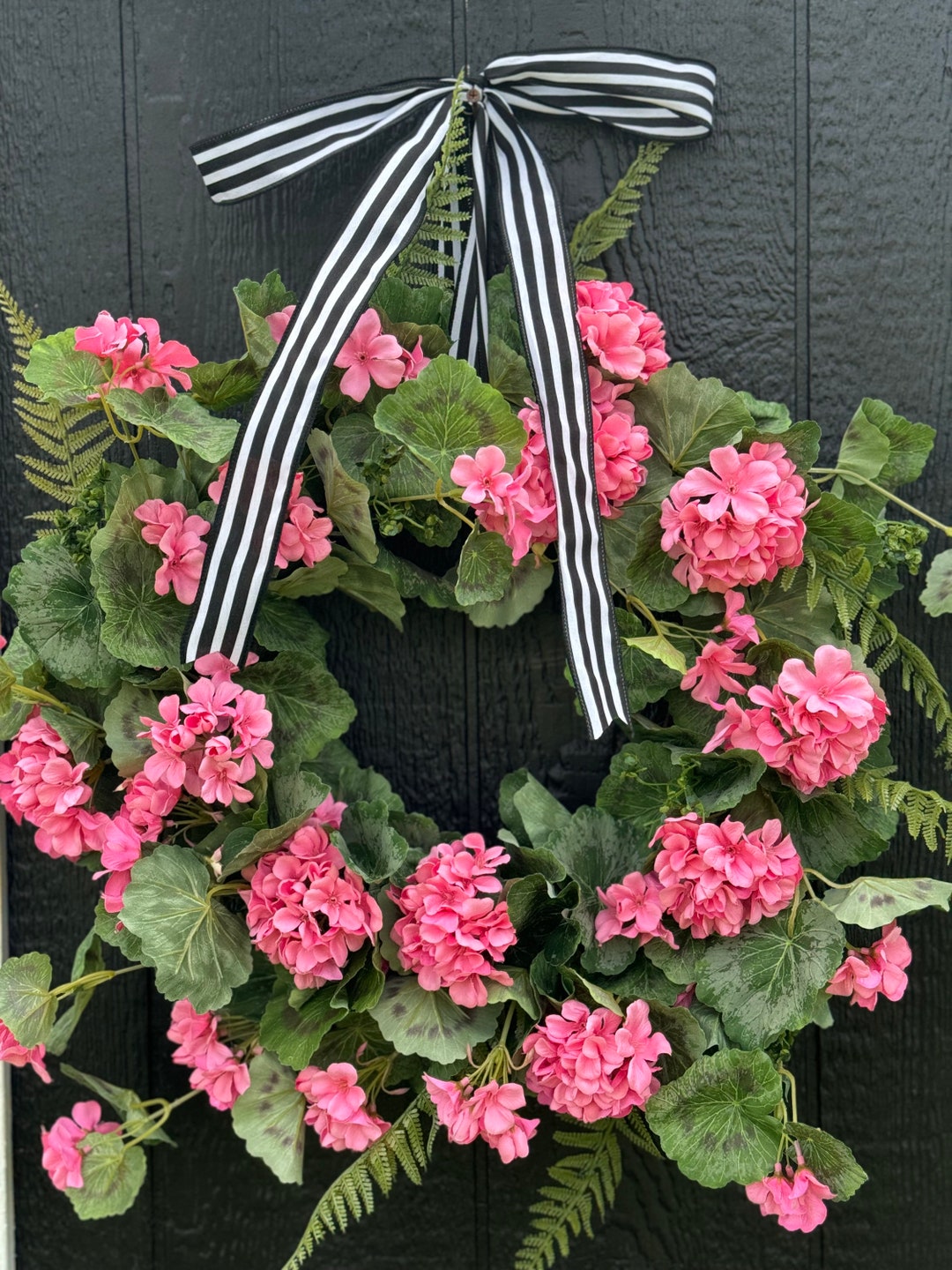 Geranium Wreath Pink Wreath Front Door Wreath Door Wreath Door Wreath ...