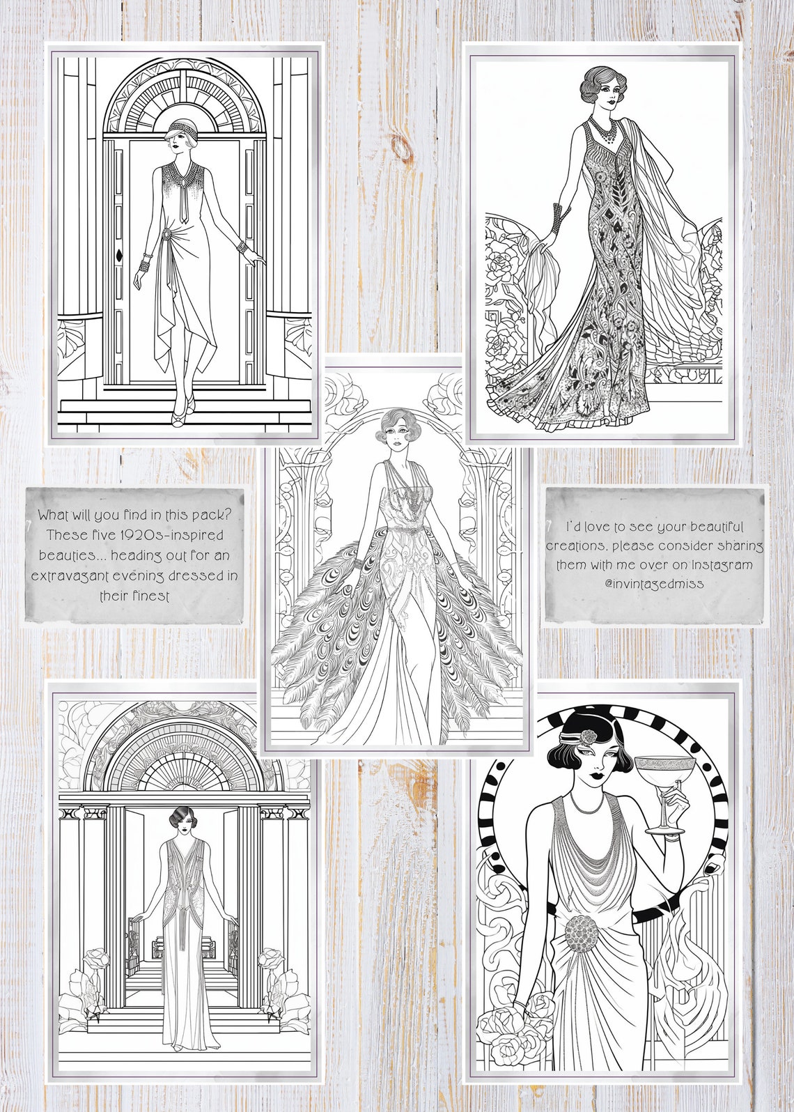 Vintage Style - 1920's Inspired Colouring Pages, Art Deco, Flapper ...