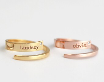 Engraved Ring Best Friend Ring Custom Name Ring | Etsy