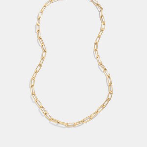 Gold Elongated Rectangle Chain Necklace, Rectangle Link Chain Necklace ...