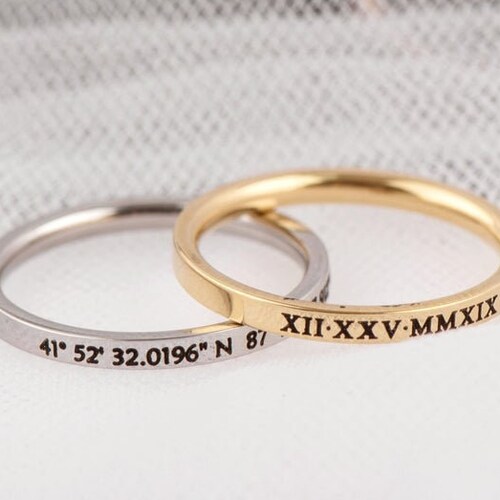 Roman Numeral Ring Engraved Ring Personalized Ring Custom Ring - Etsy