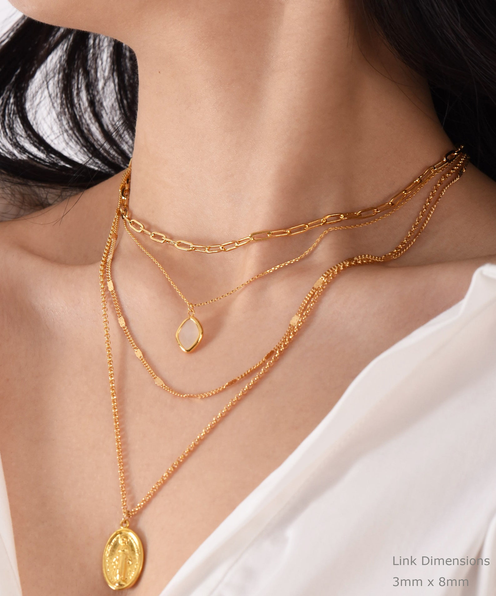 Gold Elongated Rectangle Chain Necklace Rectangle Link Chain | Etsy