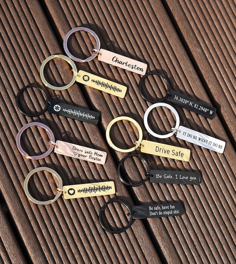 Personalized Keychain Metal Engraved Keychain Custom Engraved - Etsy