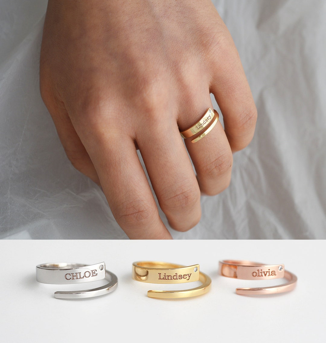Engraved Ring Custom Name Ring Personalized Ring for Women - Etsy