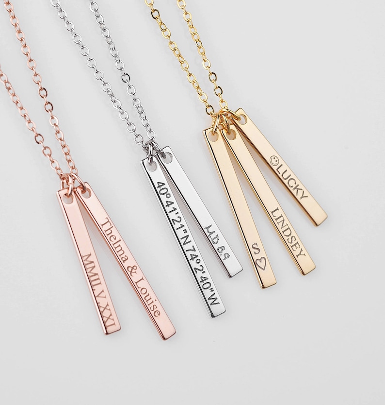 Personalized Bar Necklace Custom Name Necklace Bridesmaid Gift ...