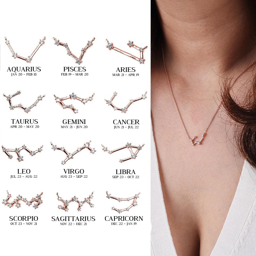 Zodiac Necklace Birthday Necklace Zodiac Jewelry Celestial Jewelry ...