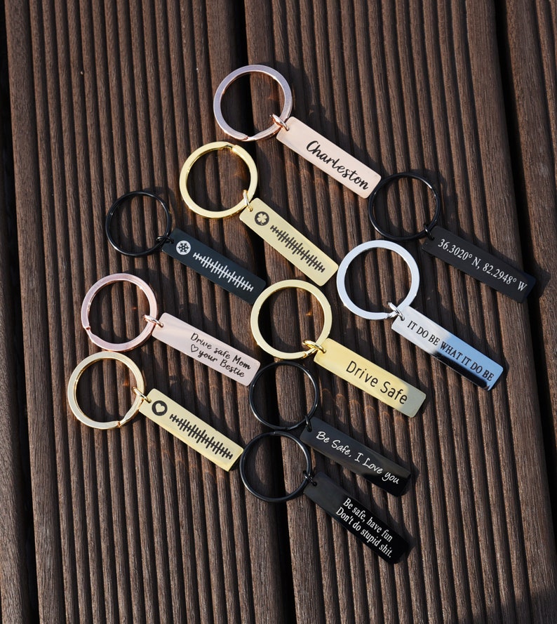 Personalized Keychain Metal Engraved Keychain Custom Engraved - Etsy