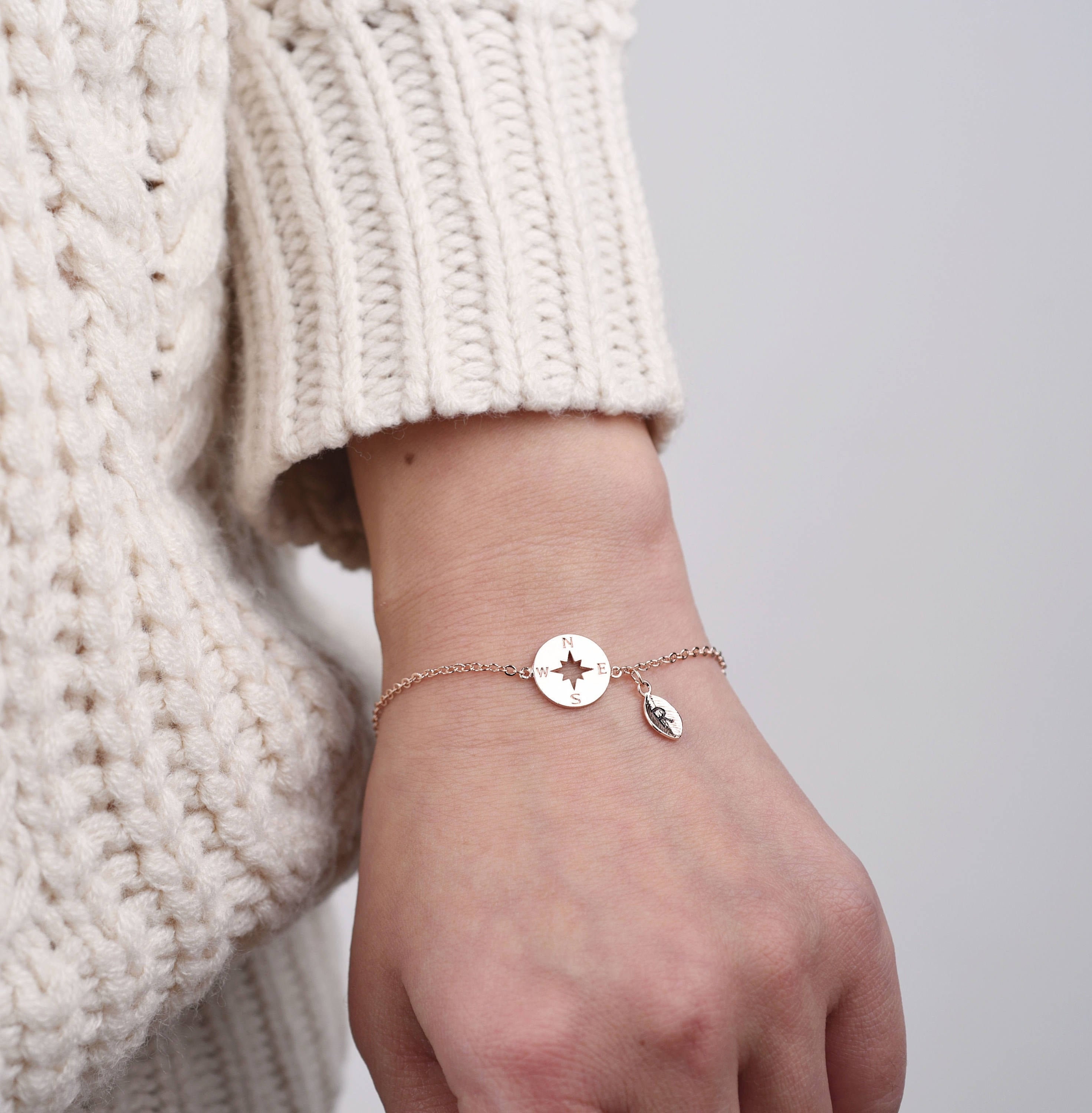 Sterling Silver Compass Bracelet Friendship Bracelet Best | Etsy