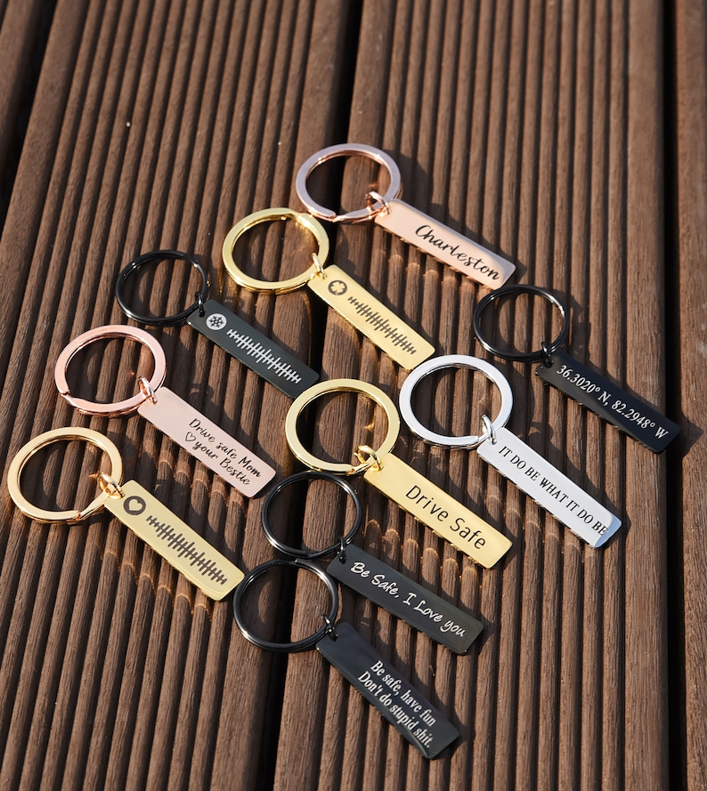 Personalized Keychain Metal Engraved Keychain Custom Engraved - Etsy