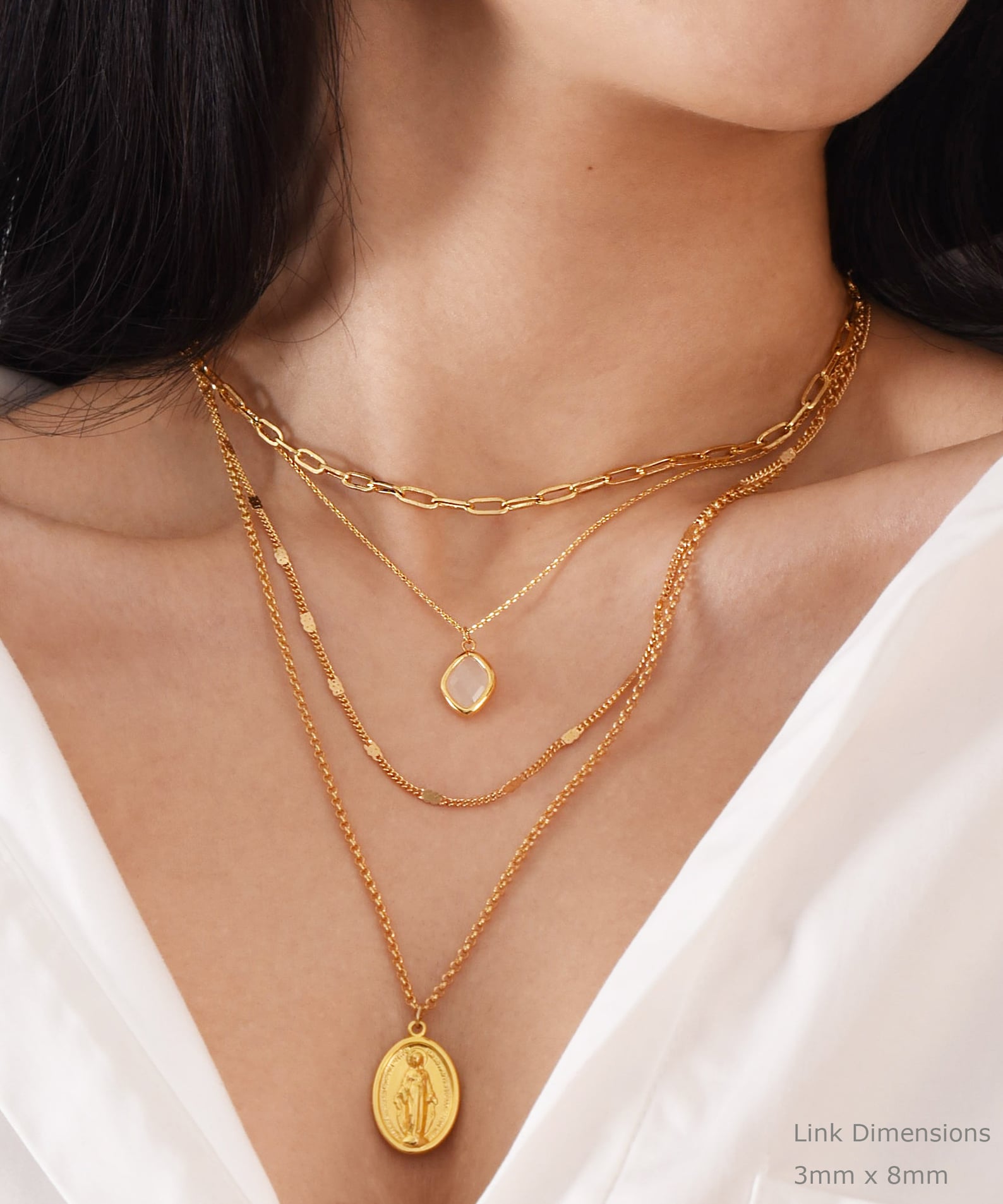 Gold Elongated Rectangle Chain Necklace Rectangle Link Chain - Etsy