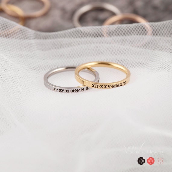 Roman Numeral Ring Engraved Ring Personalized Ring Custom Ring - Etsy