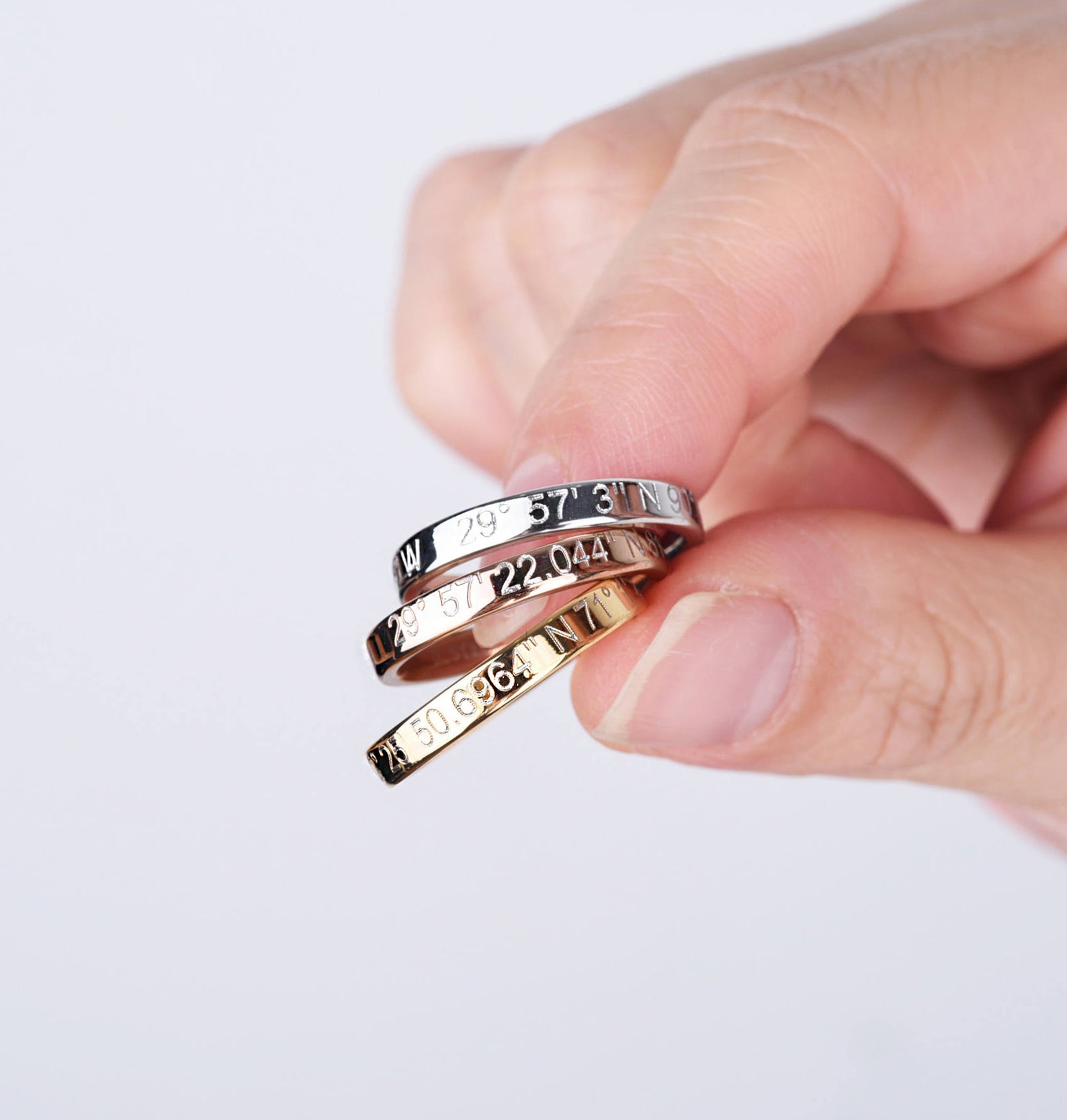 Engraved Thumb Rings Coordinates Thumb Ring Roman Numeral - Etsy