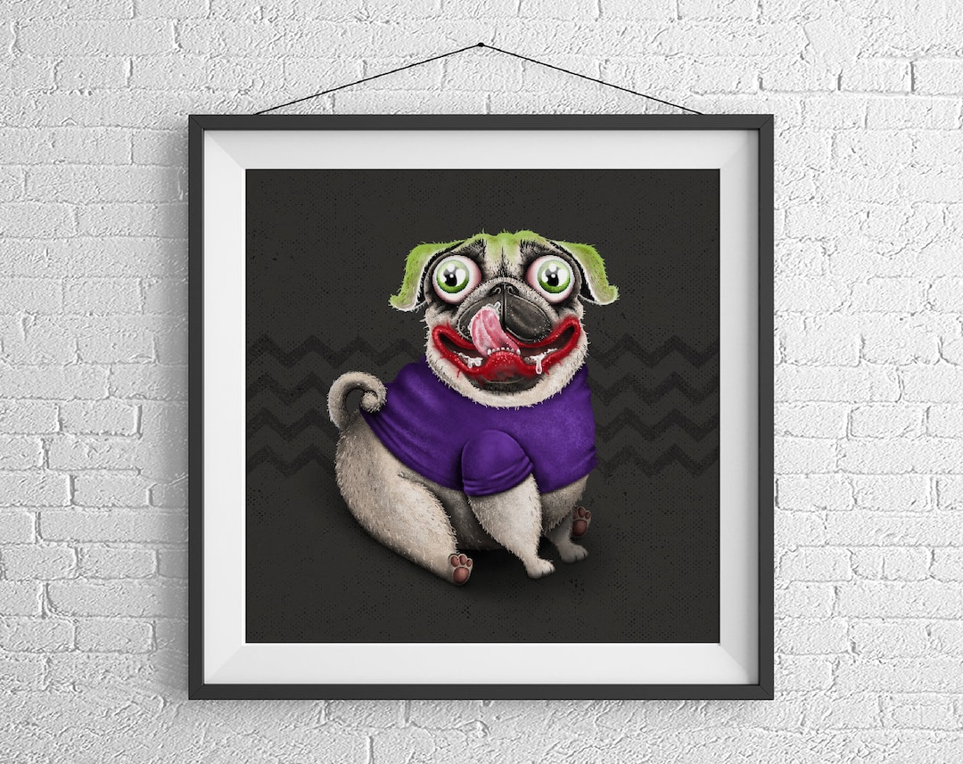 Poster Gift Joker Pug Funny Giclée Art Print por Gulce Baycik unframed ...