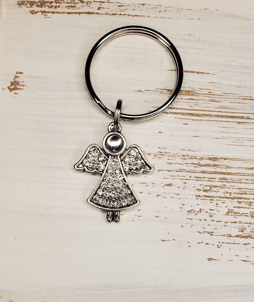 Crystal Angel Keychain, Rhinestone Angel Keychain, Religious Keychain ...