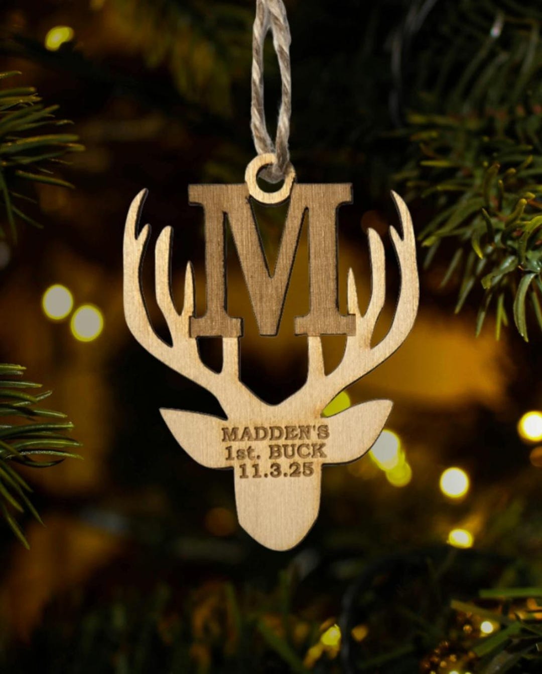 Deer Antler Ornament, 10 Point Buck Initial Ornament, Christmas ...