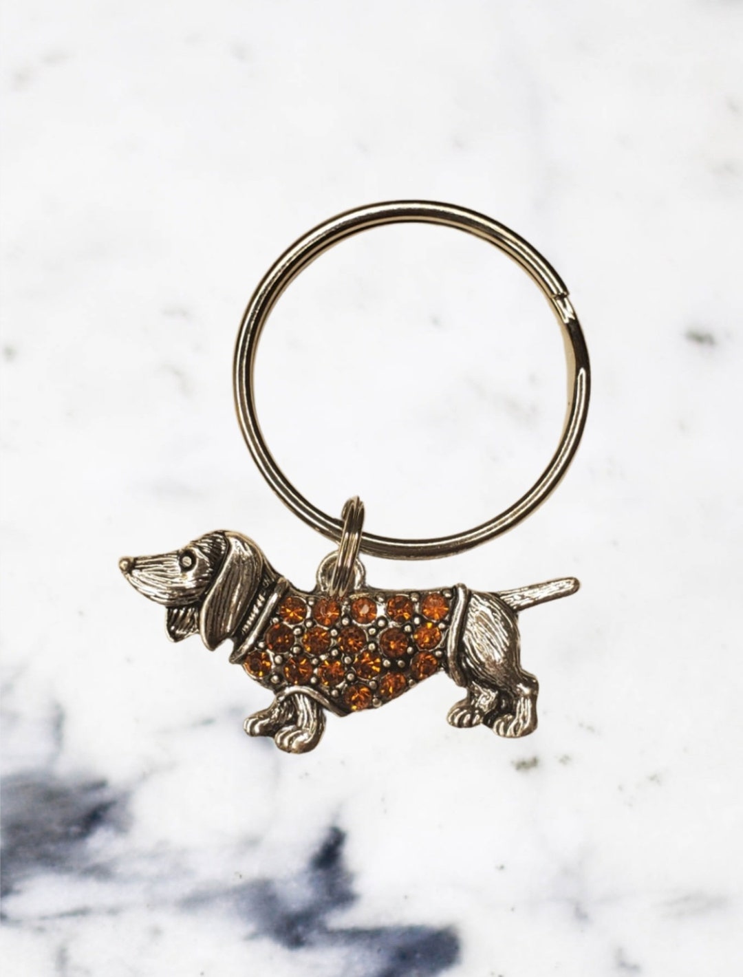 Dachshund Keychain, Crystal Dachshund, Rhinestone Dachshund, Crystal ...
