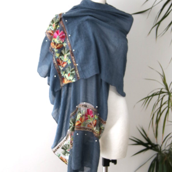 Embroidered Shawl - Etsy