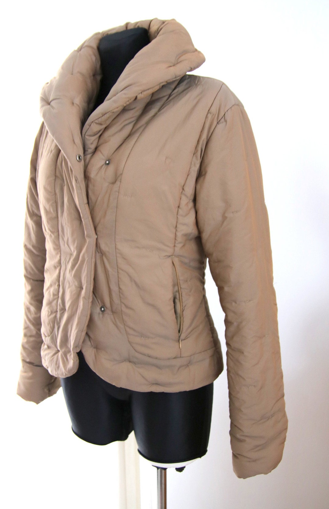 Vintage Jacket , Caramel Jacket With a Large Collar, Winter Jacket ...