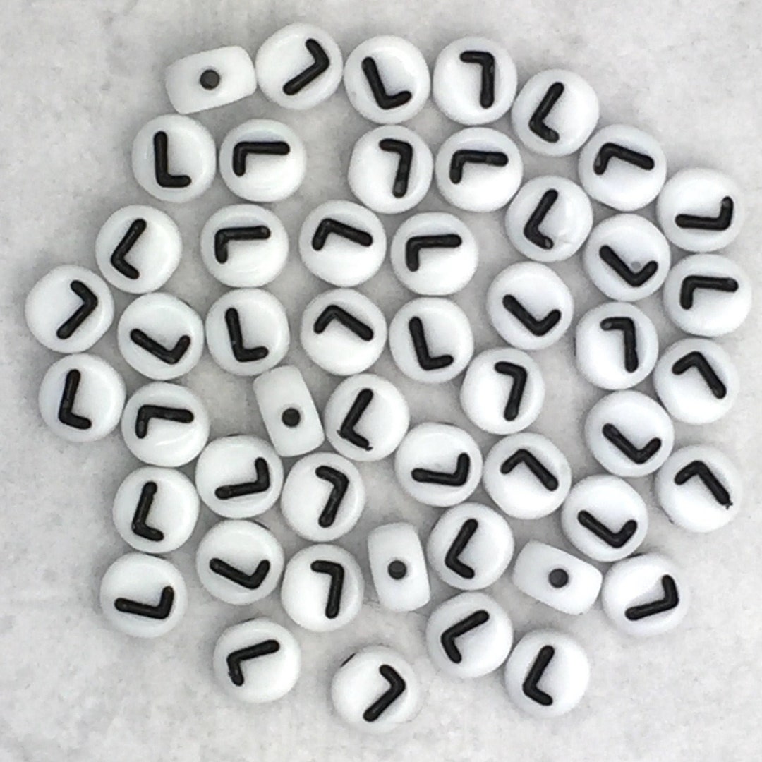 White Alphabet Bead - Letter L - Porcelain Beads - Czech Glass Bead ...