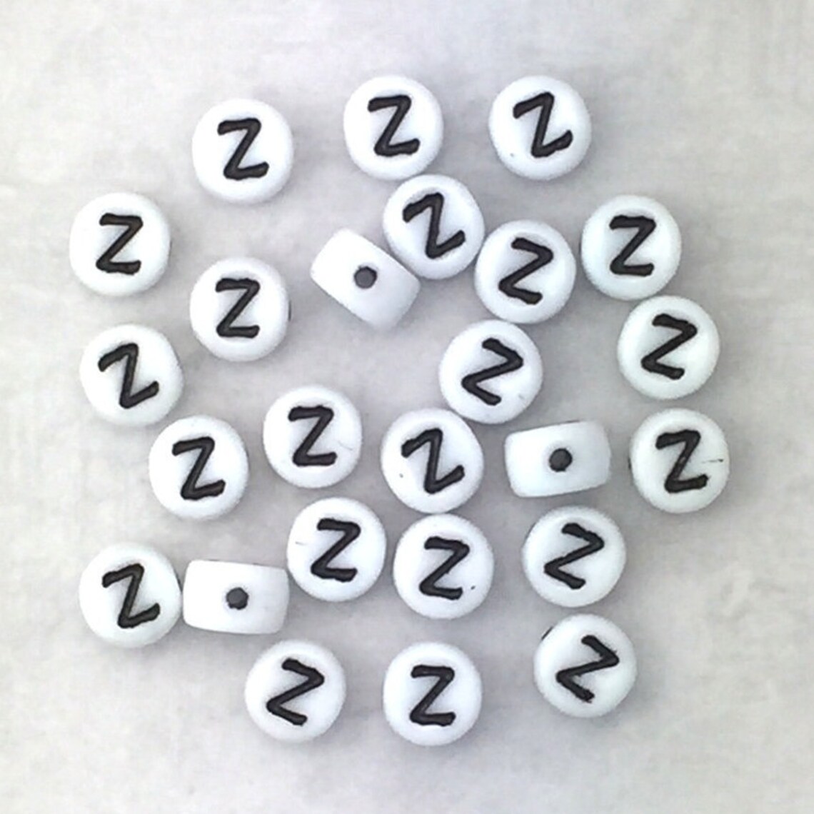 Letter Z Alphabet Bead White/black Porcelain Beads Czech - Etsy