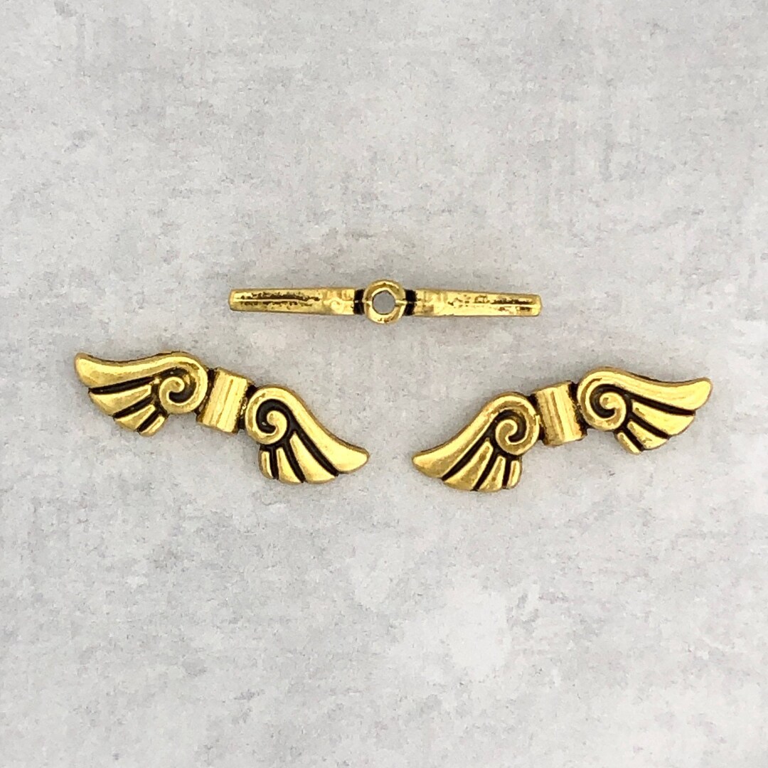 12 Antique Gold Angel Wing Beads Gold Wings Pewter Bead - Etsy