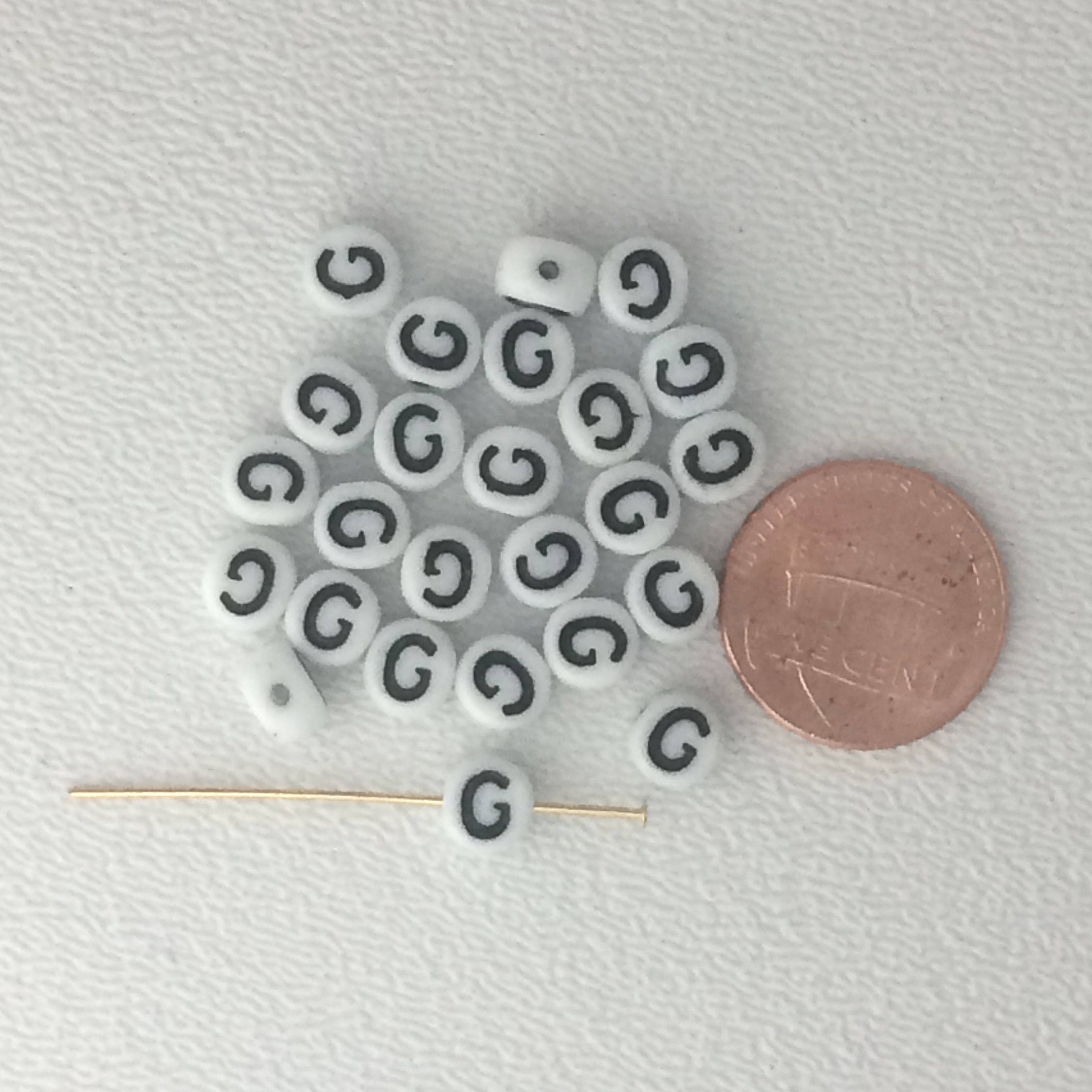 Alphabet Bead Letter G White/Black Porcelain Beads | Etsy