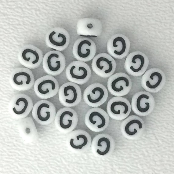 Alphabet Bead Letter G White/black Porcelain Beads | Etsy